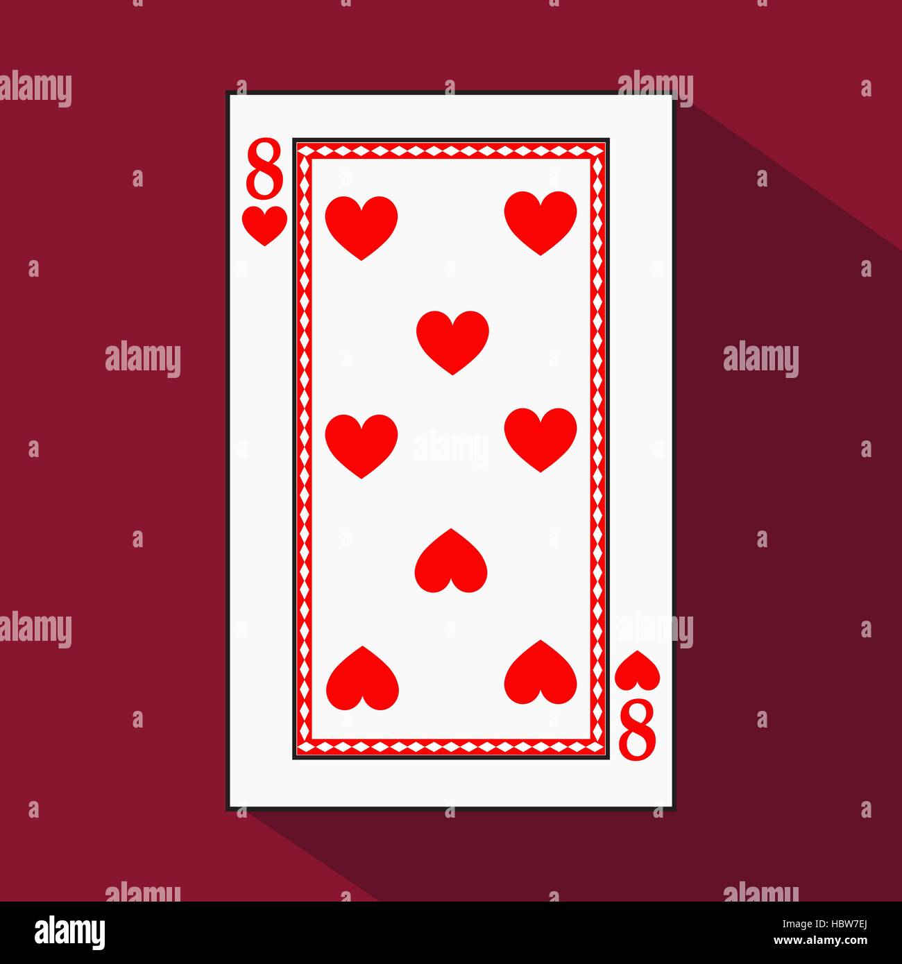 playing card. the icon picture is easy. HEART EIGHT 8 with white a ...