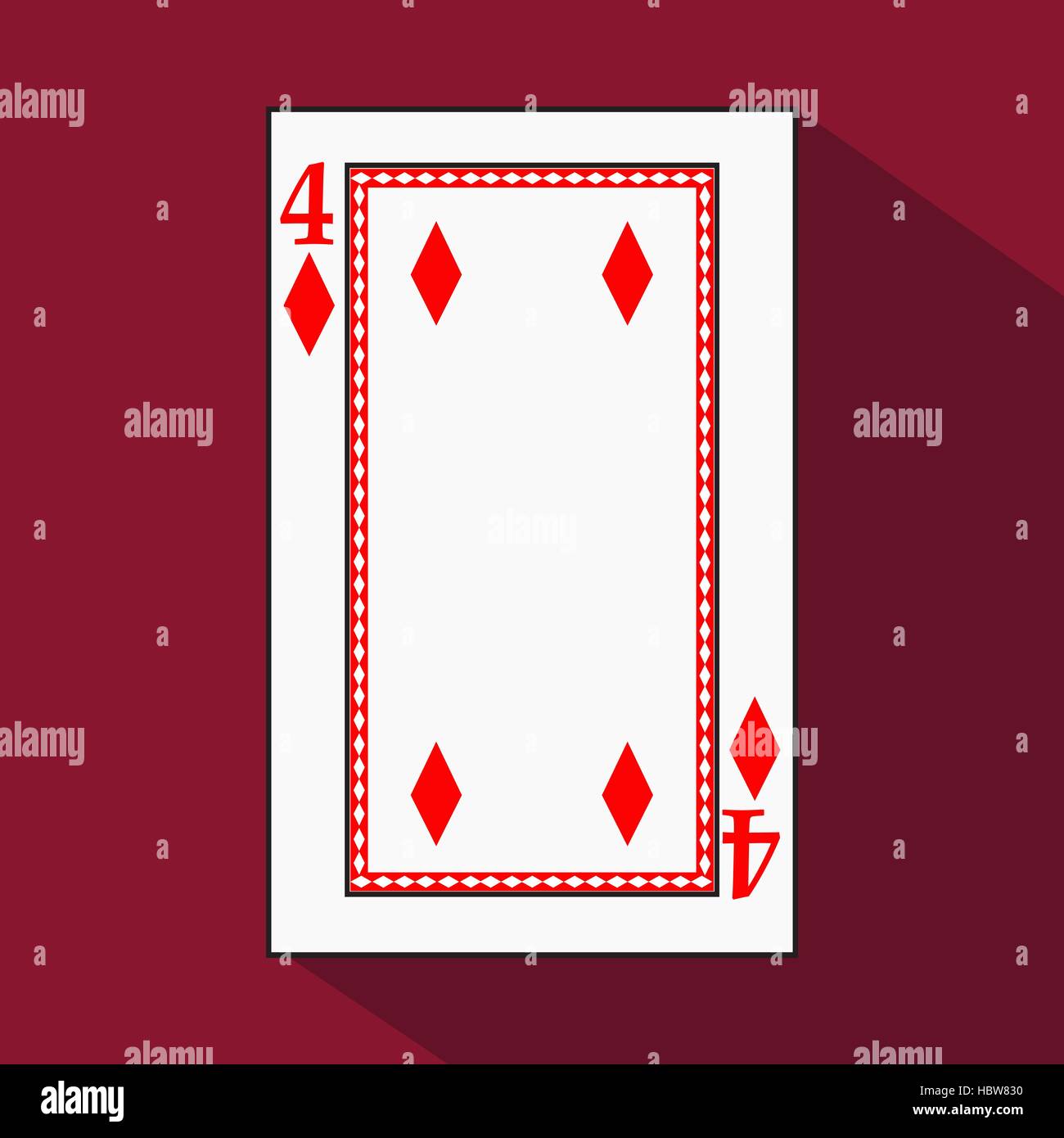 playing card. the icon picture is easy. DIAMONT FOUR 4 with white a ...