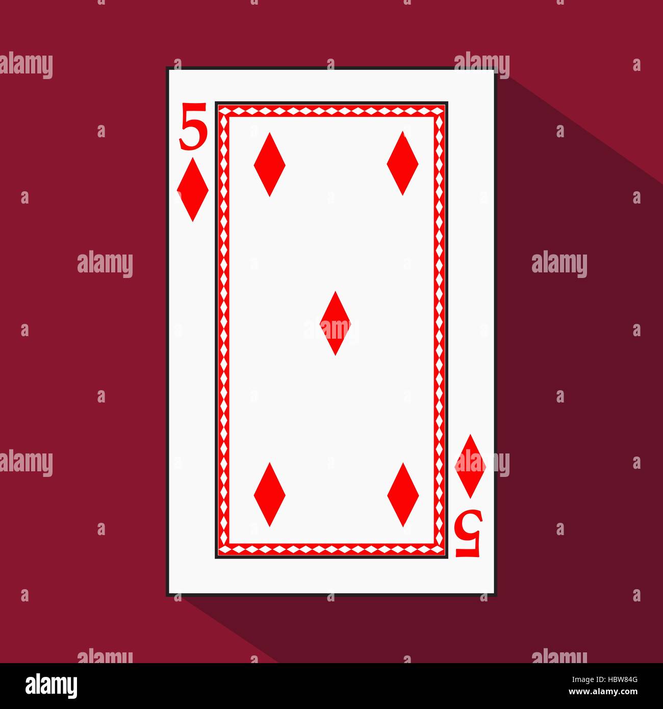 playing card. the icon picture is easy. DIAMONT 5 with white a basis ...