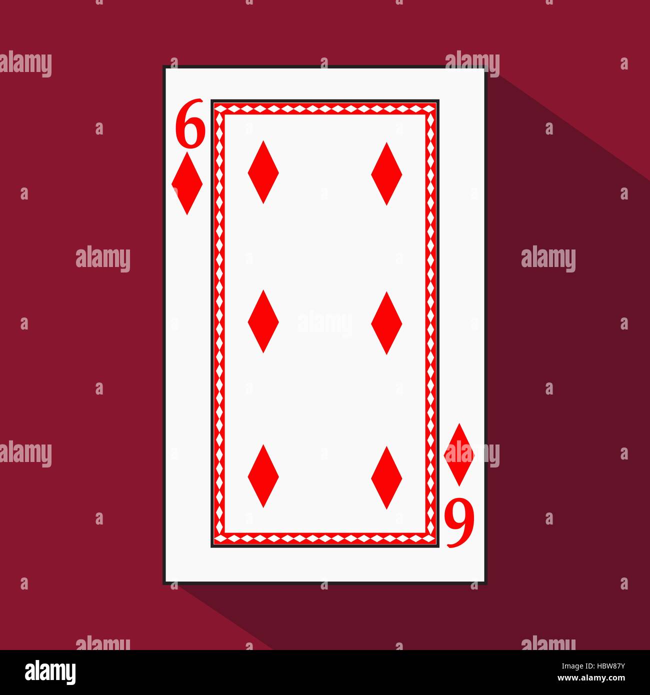 playing card. the icon picture is easy. DIAMONT SIX 6 with white a ...