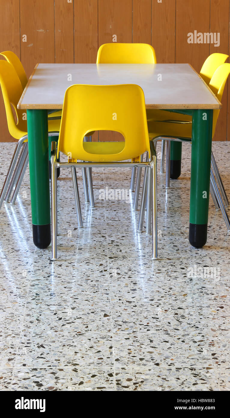 classroom with table and chairs in the school Stock Photo - Alamy