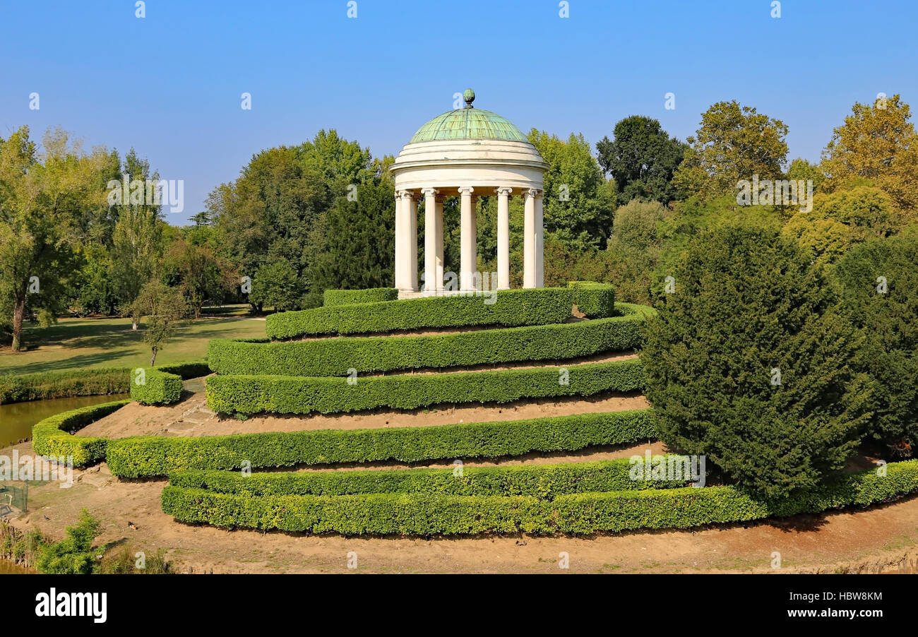 ancient monopteros with the dome in classic style over the public park ...