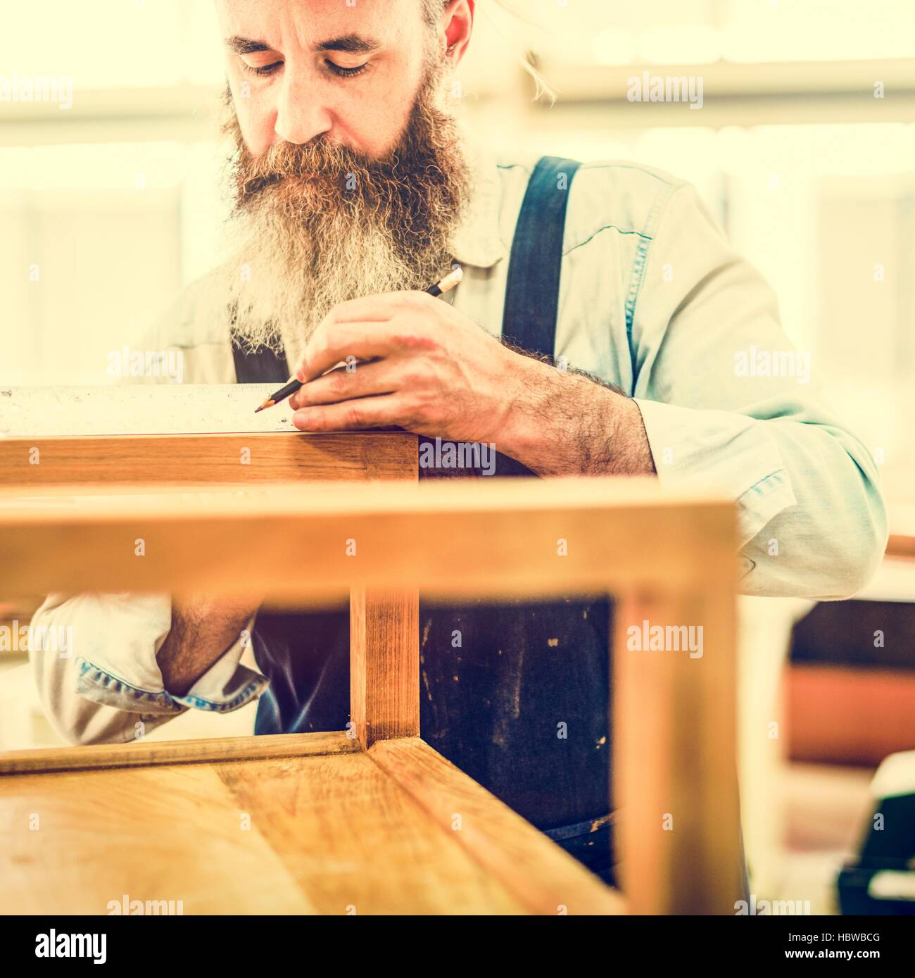 Carpenter Craftsman Handicraft Wooden Workshop Concept Stock Photo - Alamy