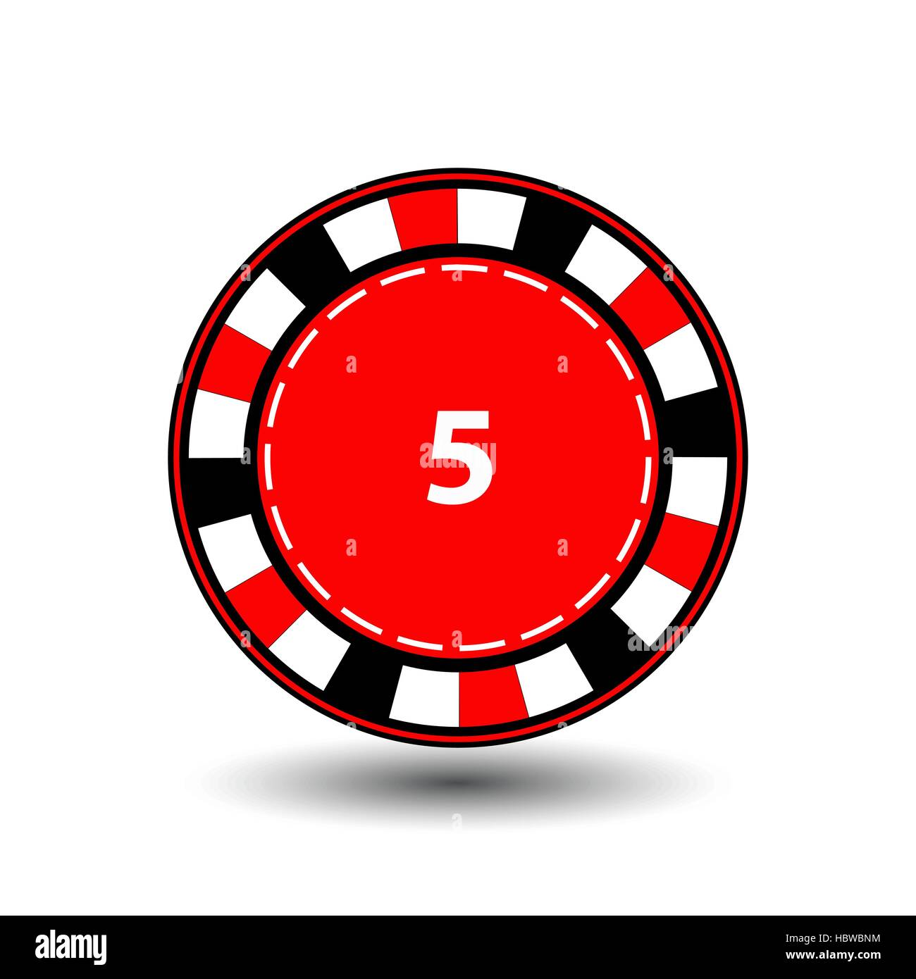 chips red 5 for poker an icon on the white isolated background ...
