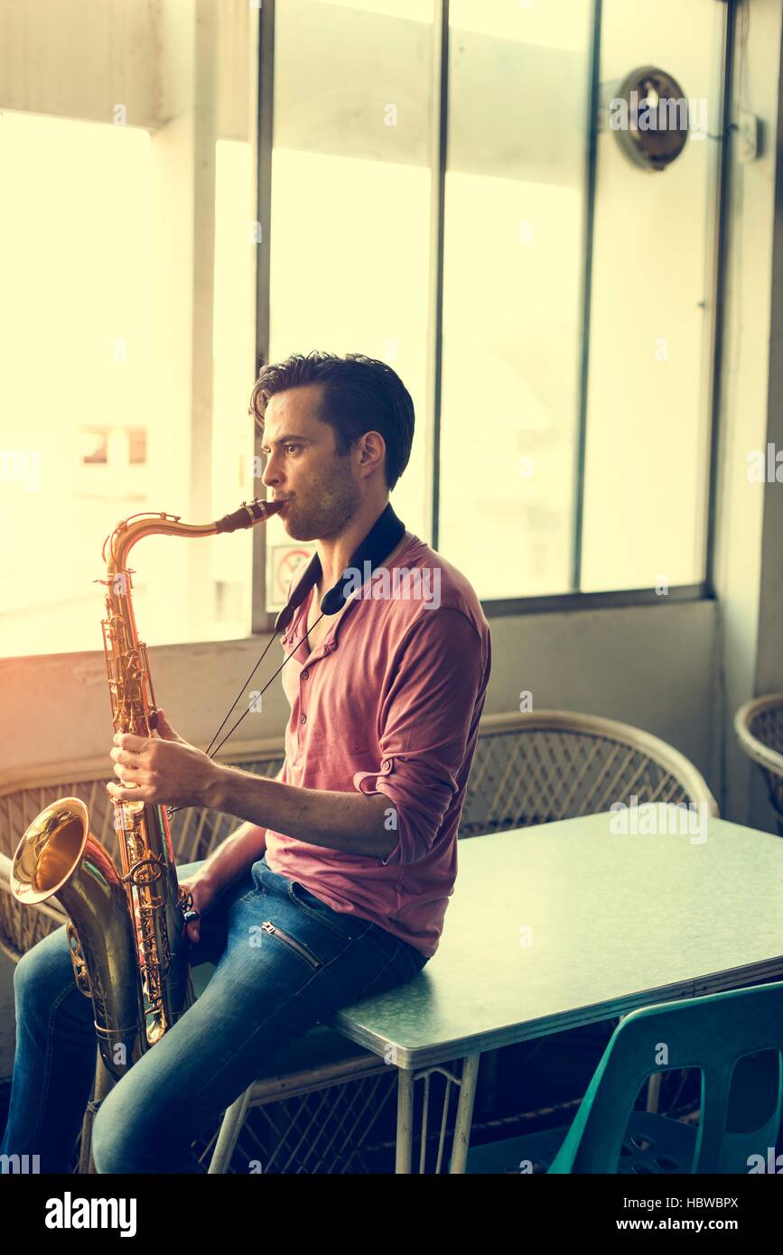 Saxophone Symphony Musician Jazz Instrument Concept Stock Photo - Alamy