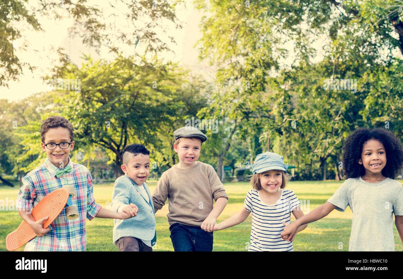 Casual Children Cheerful Cute Friends Kids Joy Concept Stock Photo - Alamy