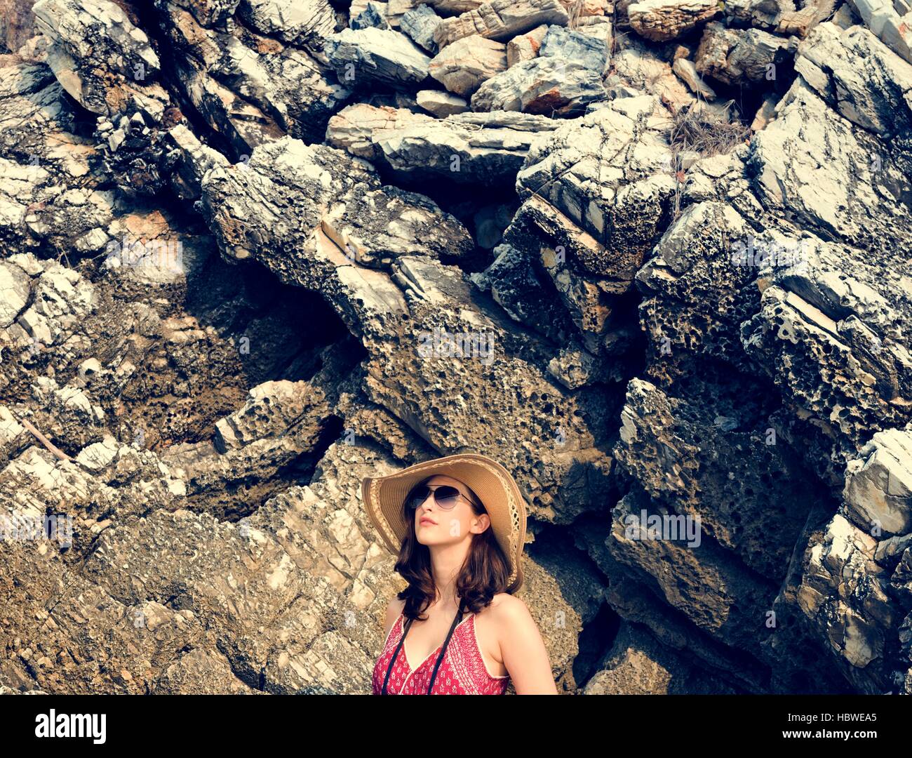 Girl Camera Photographer Focus Shooting Nature Concept Stock Photo - Alamy
