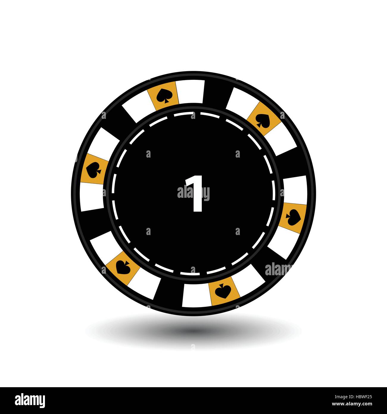 chips for poker yellow a suit spade and a white dotted line the line ...