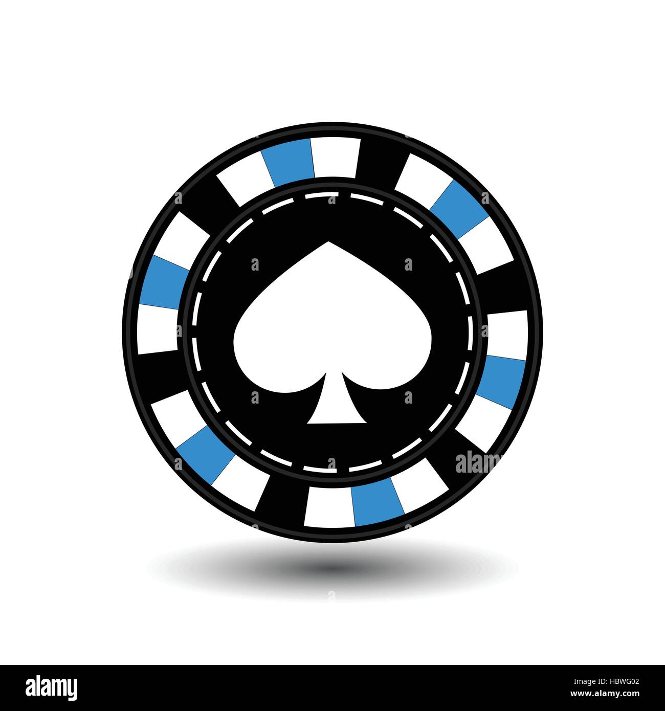 chips for poker blue spade in the middle and a white dotted line the ...