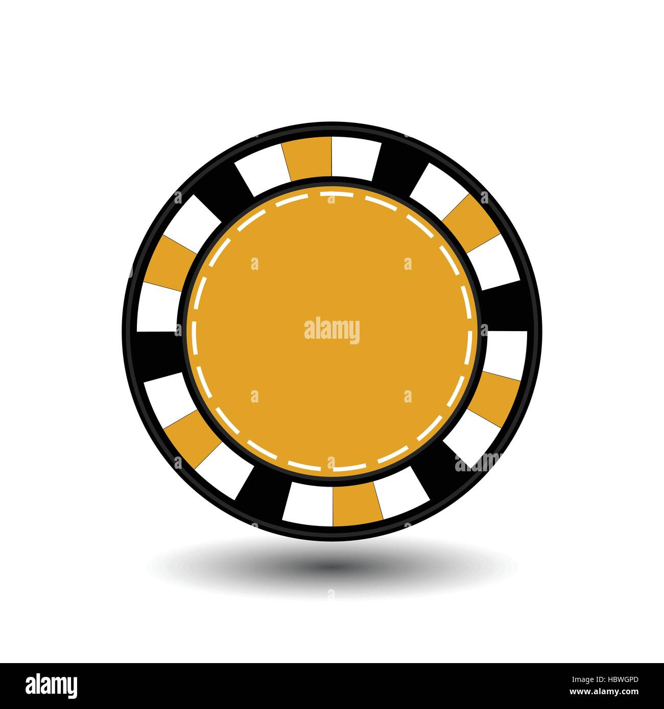 chips for poker yellow in the middle a round and white dotted line the ...