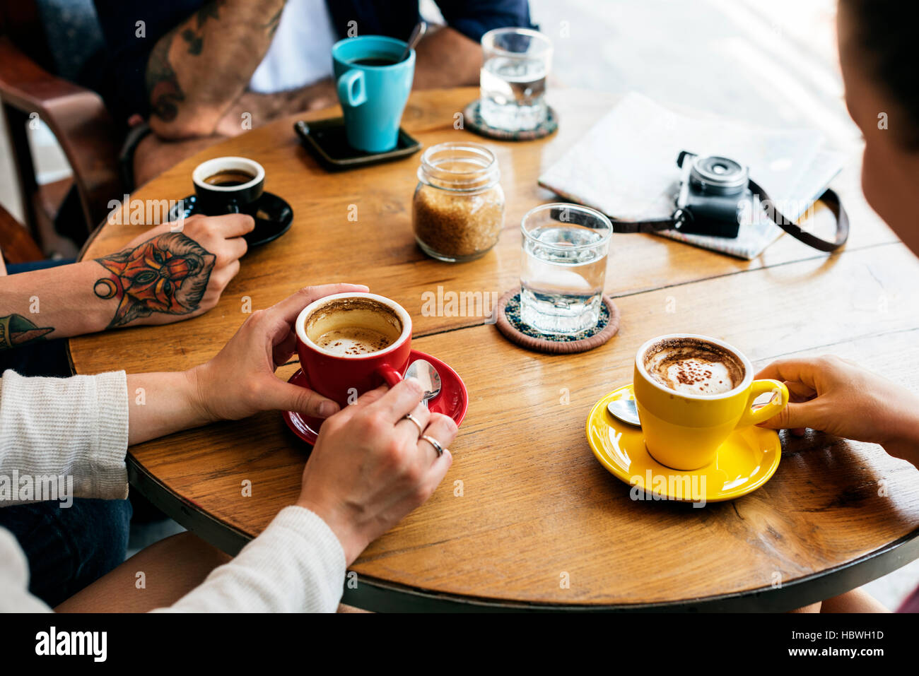 Group Of People Drinking Coffee Concept Stock Photo - Alamy