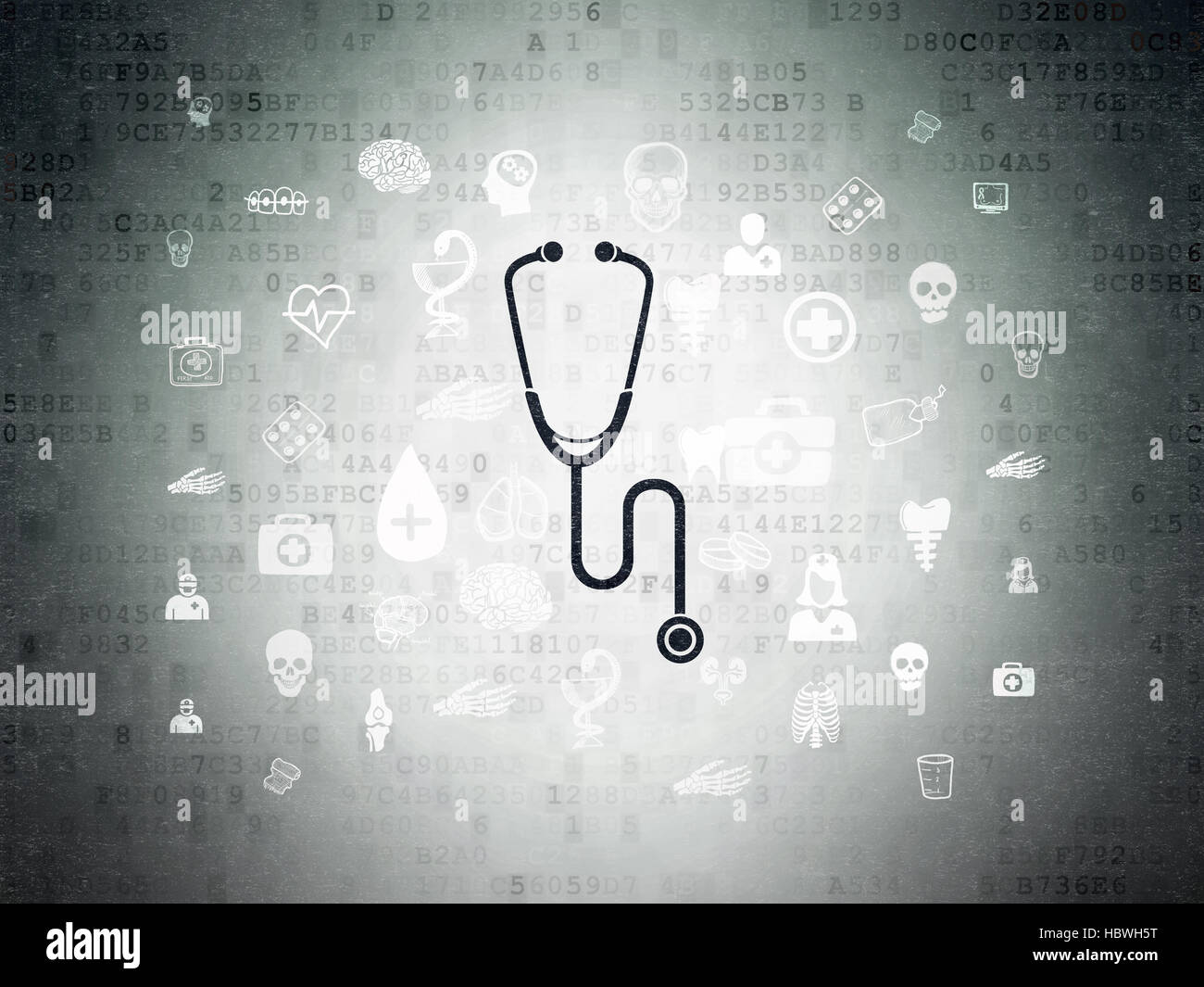 Health concept: Stethoscope on Digital Data Paper background Stock ...