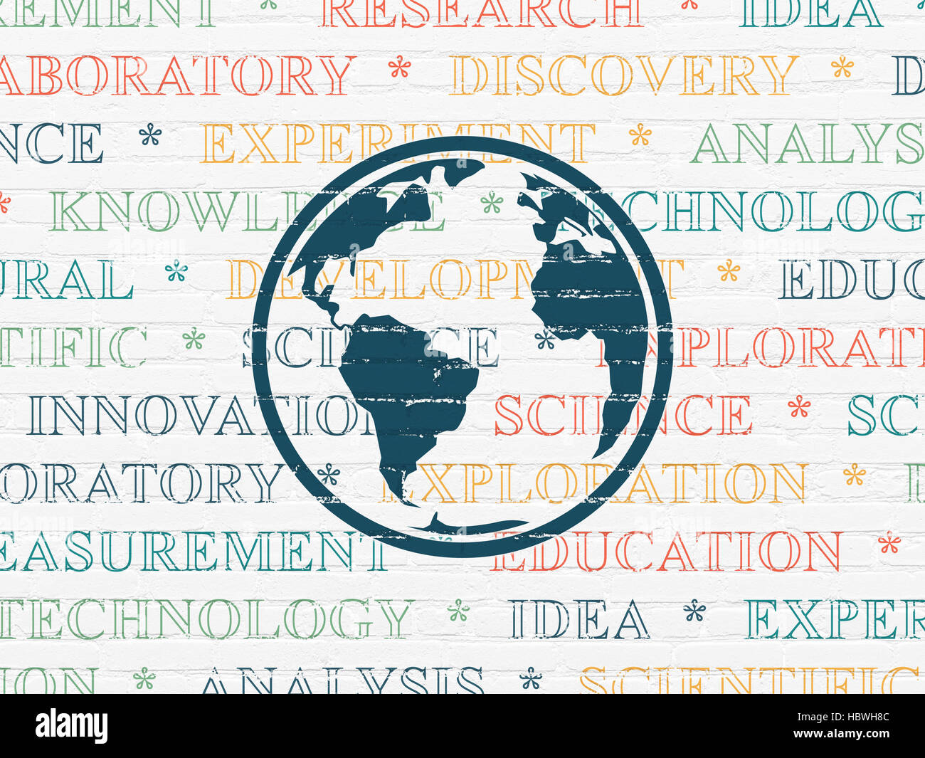 Science concept: Globe on wall background Stock Photo - Alamy