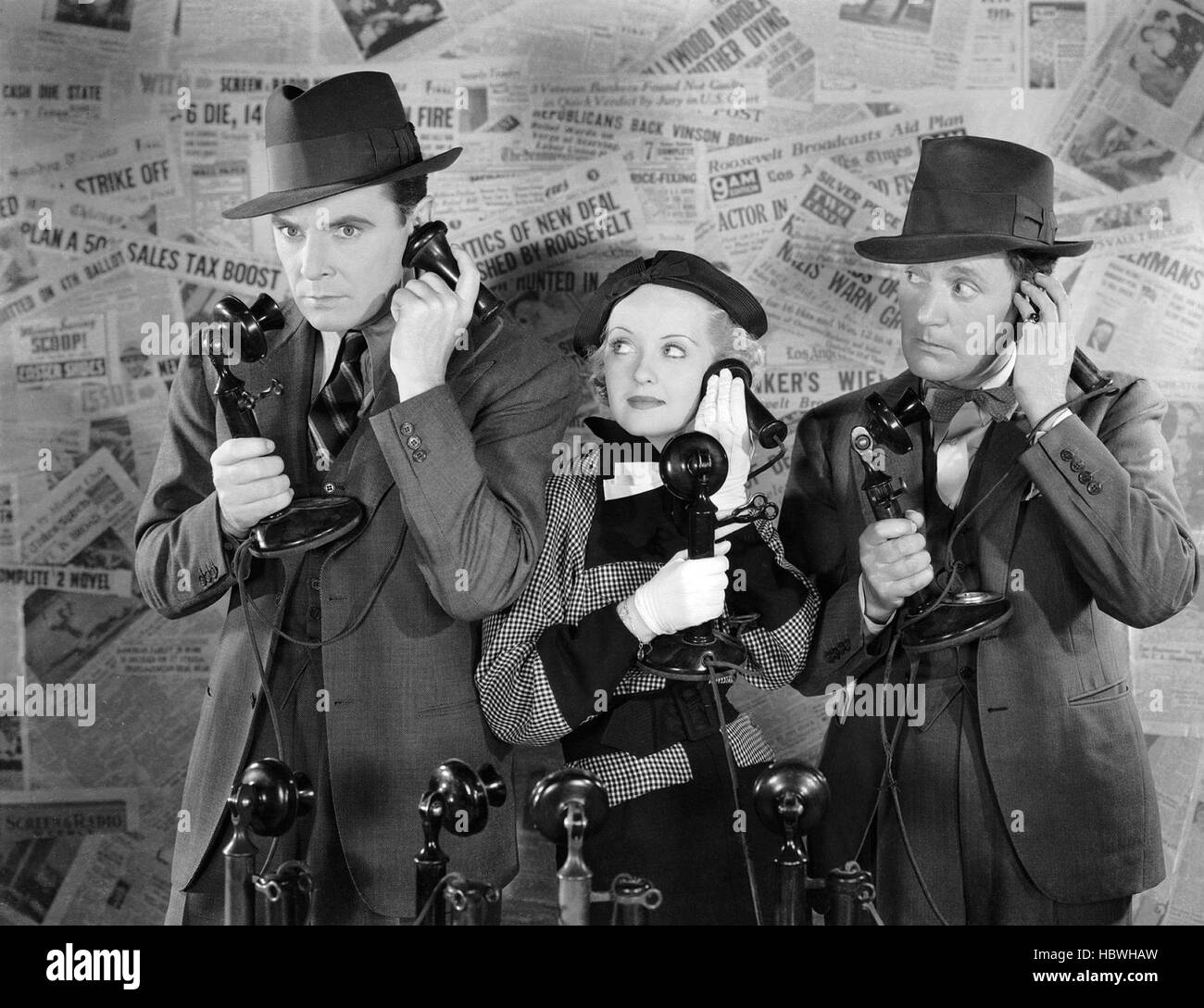 FRONT PAGE WOMAN, George Brent, Bette Davis, Roscoe Karns, 1935 Stock ...