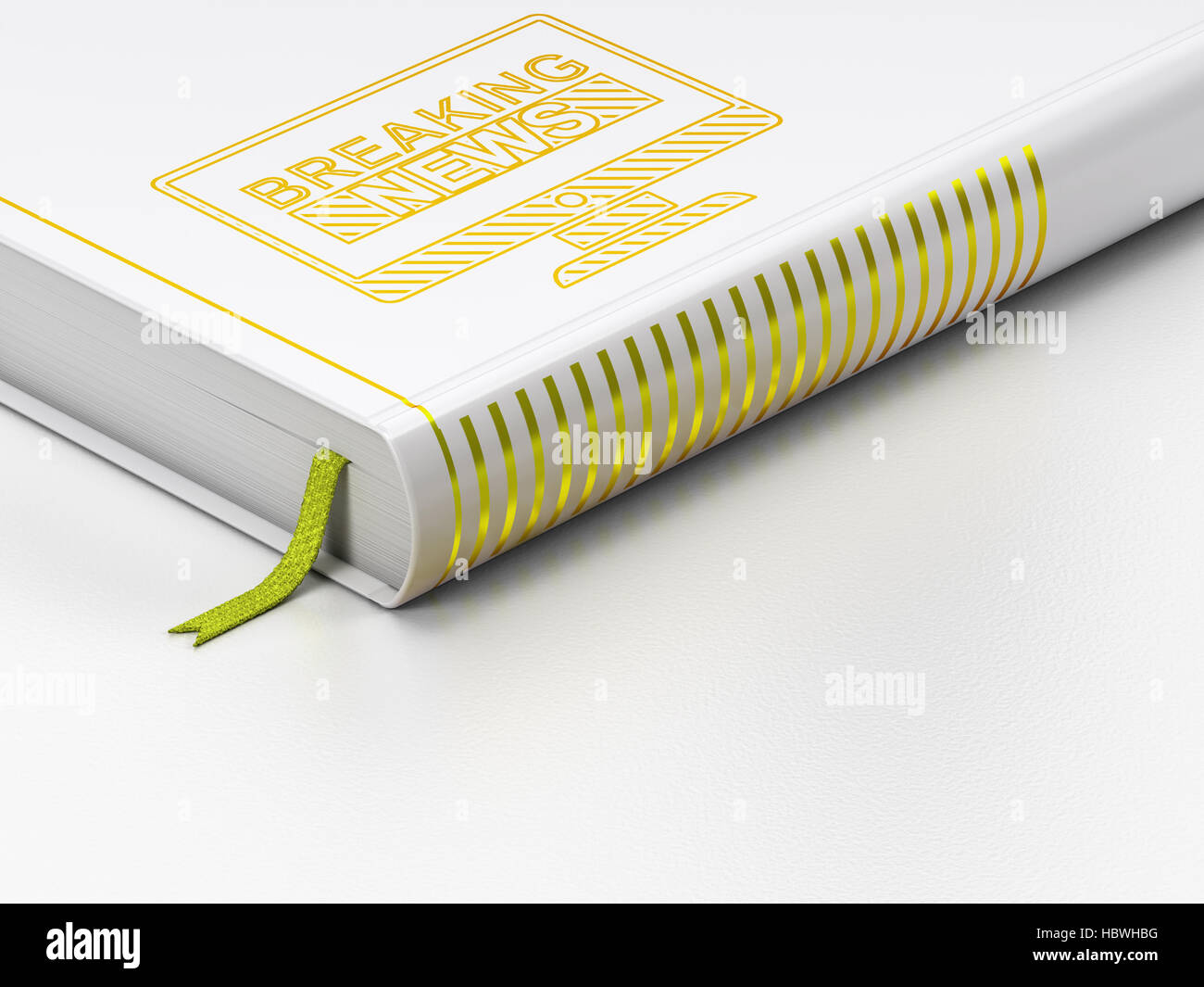 News concept: closed book, Breaking News On Screen on white background ...
