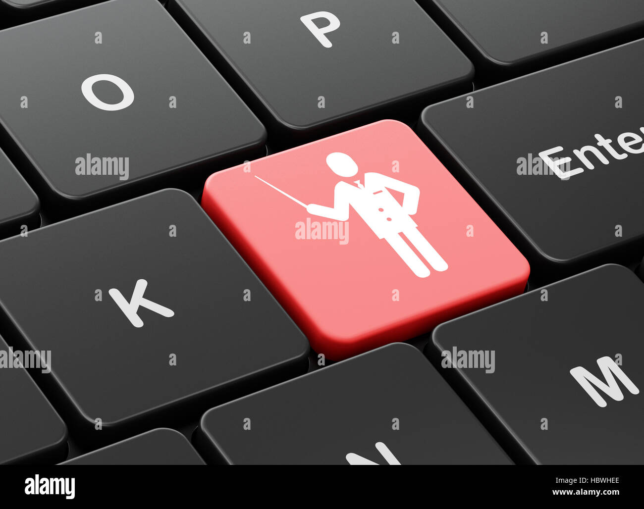 Studying concept: Teacher on computer keyboard background Stock Photo ...