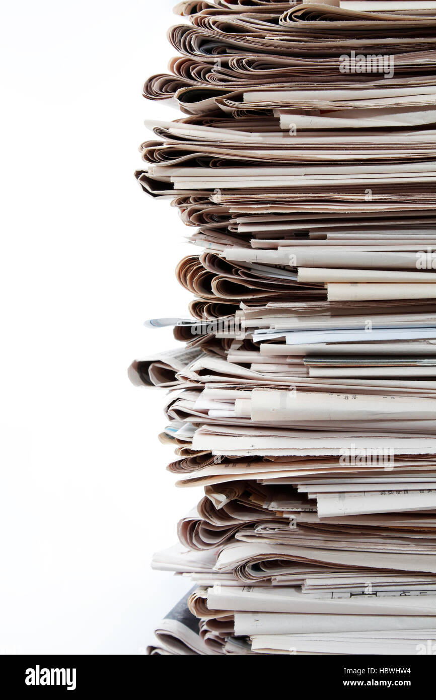 Closeup of pile of newspapers Stock Photo - Alamy