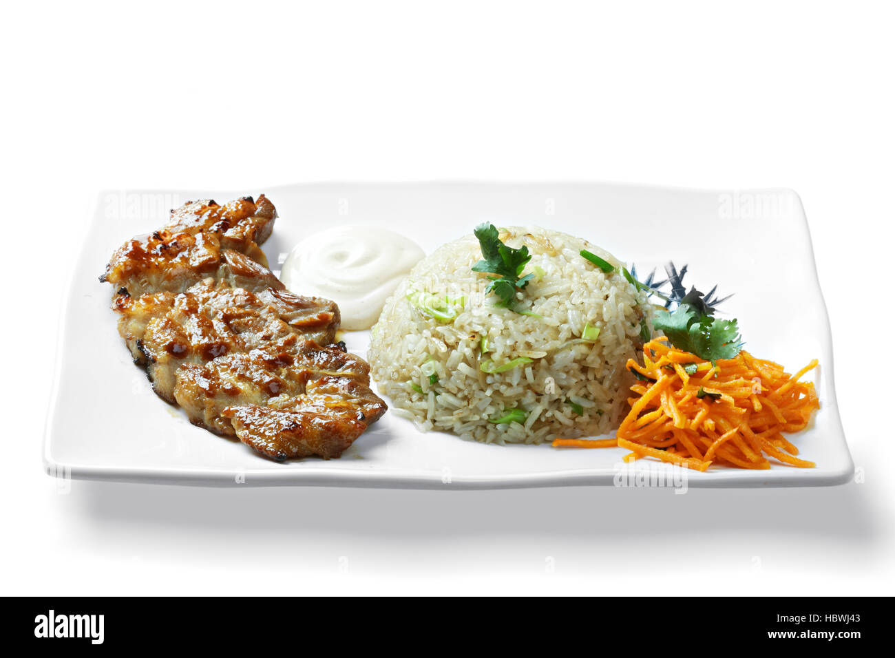 Grilled meat and rice Stock Photo - Alamy