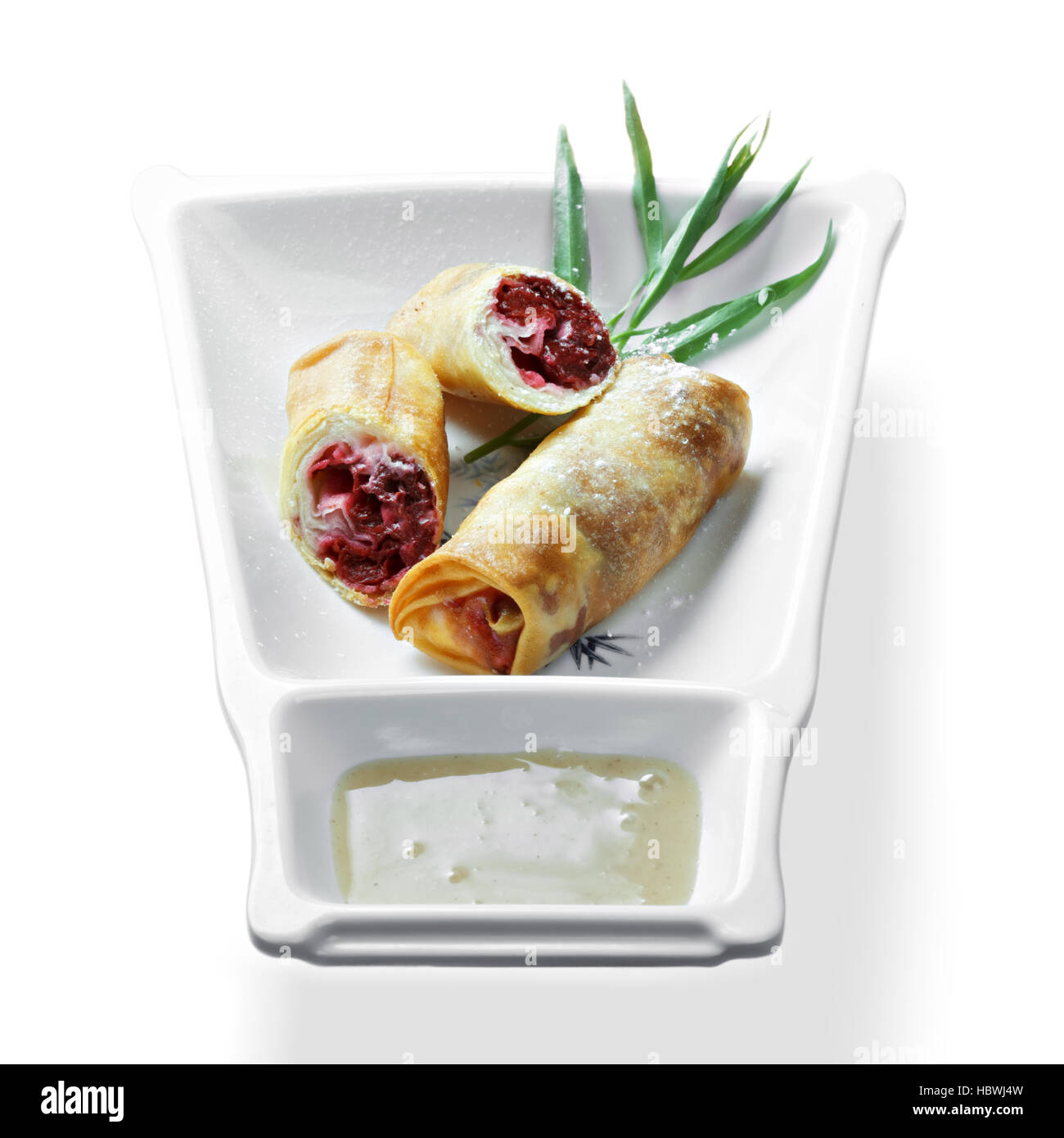 Sweet spring rolls Stock Photo - Alamy