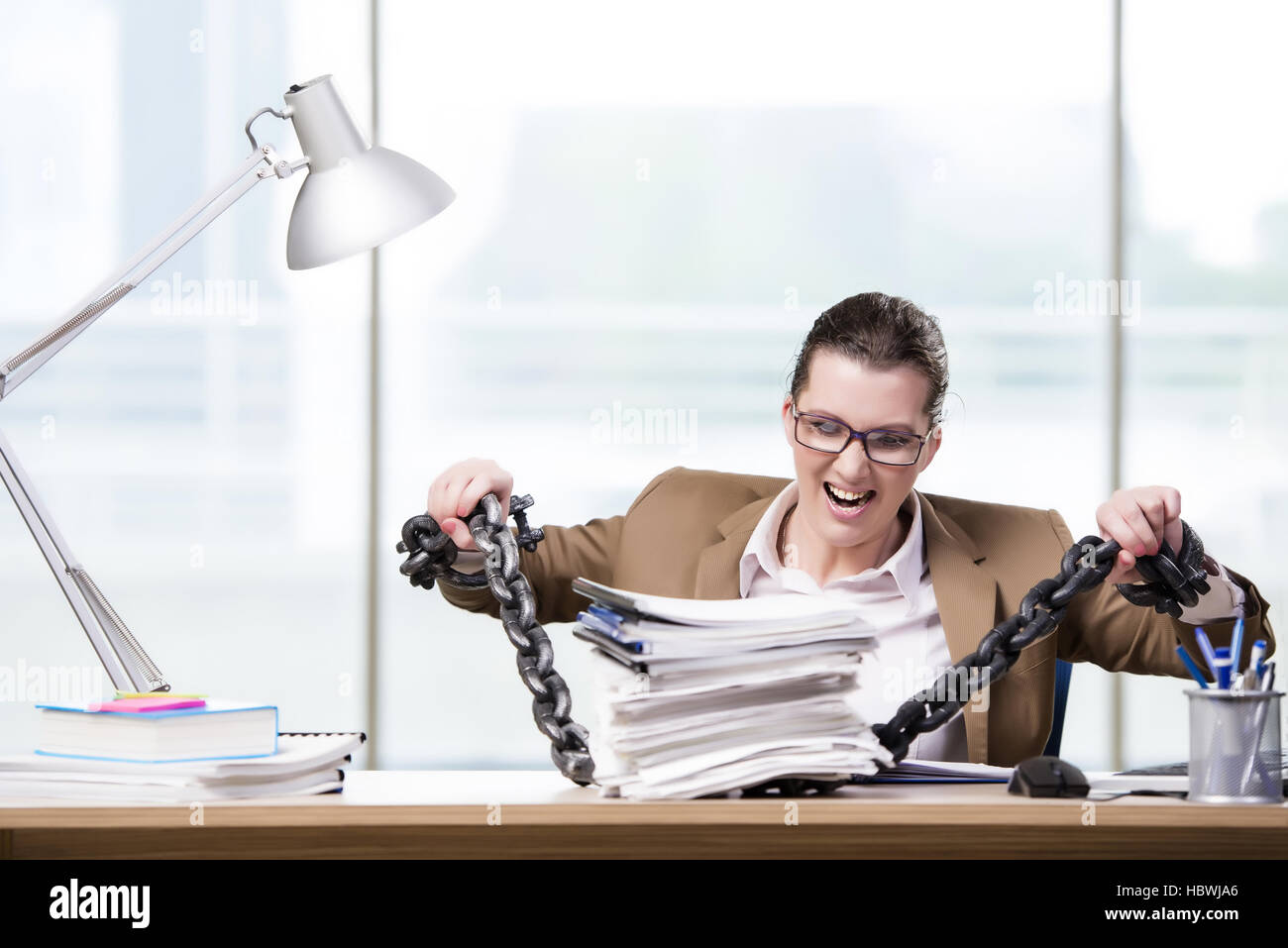 Woman Handcuffed Desk Work High Resolution Stock Photography and Images ...