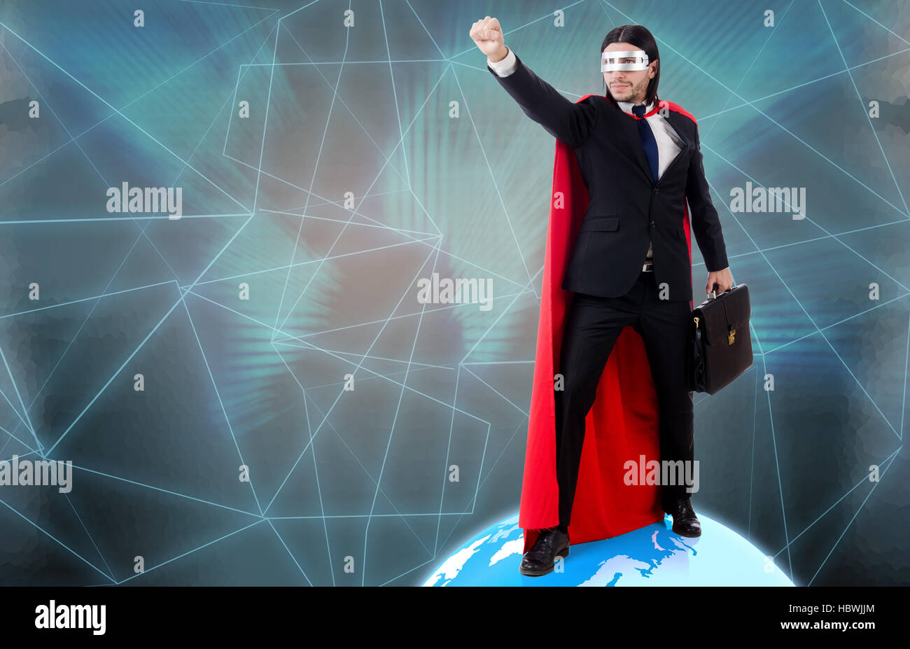 Man with superpowers ruling the world Stock Photo - Alamy