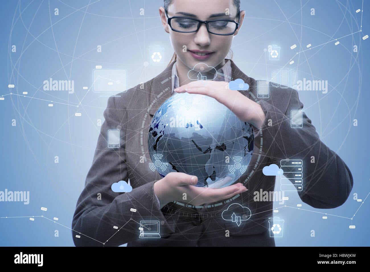 Cloud computing concept in technology collage Stock Photo - Alamy