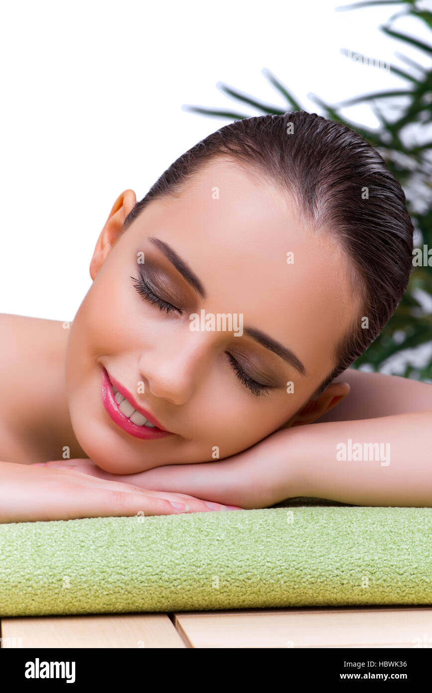 Young woman enjoying spa treatment Stock Photo - Alamy