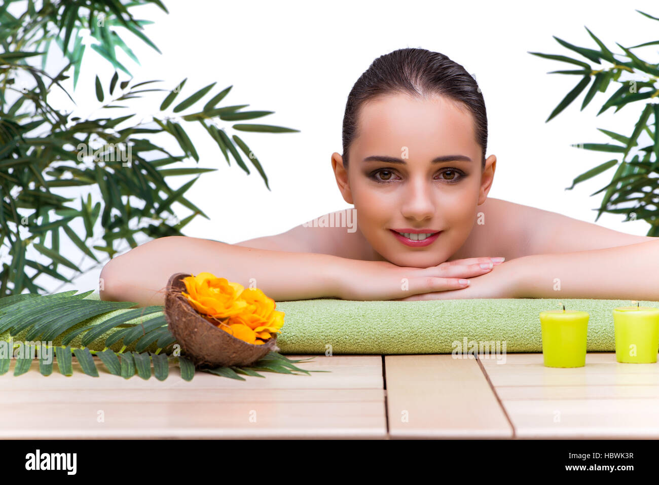 Young woman enjoying spa treatment Stock Photo - Alamy