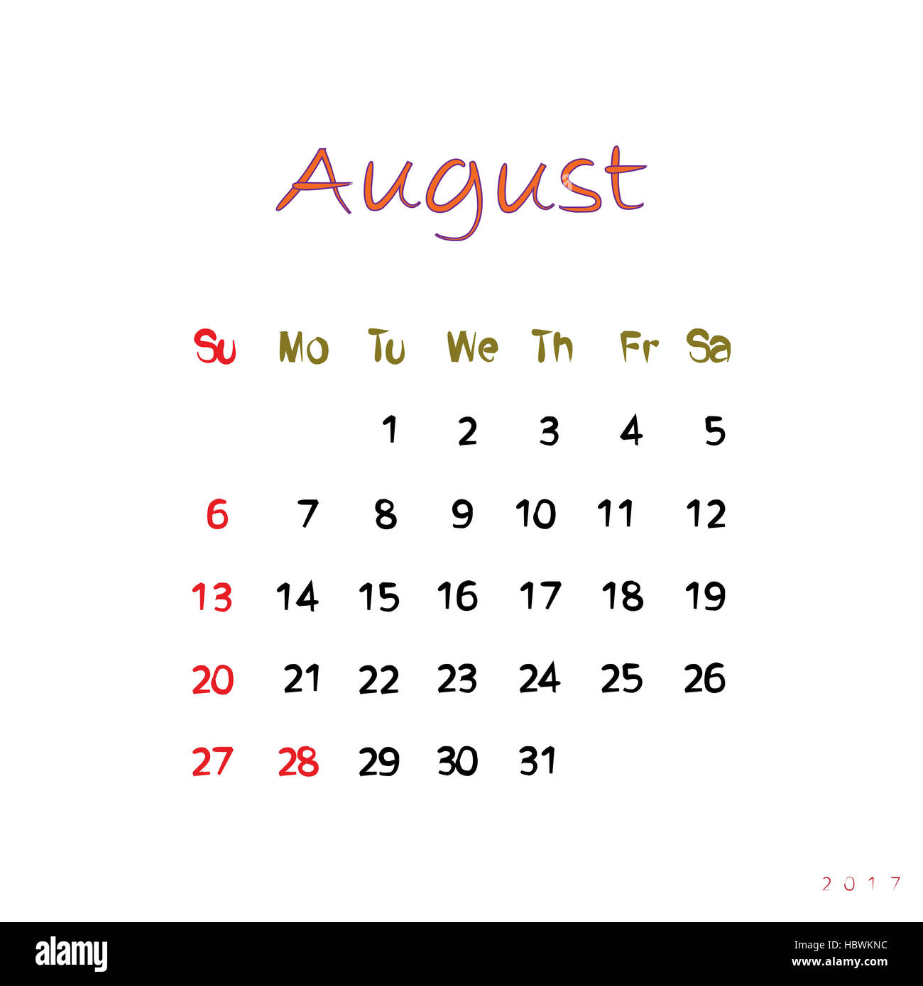 August date calendar icon month Cut Out Stock Images & Pictures - Alamy