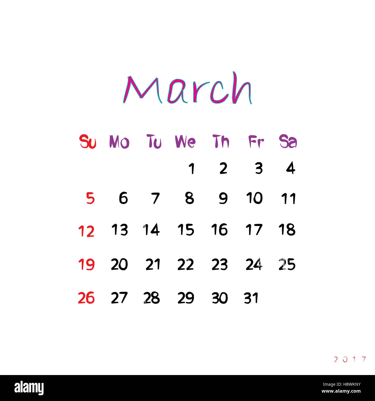 The month of march drawing Cut Out Stock Images & Pictures - Alamy