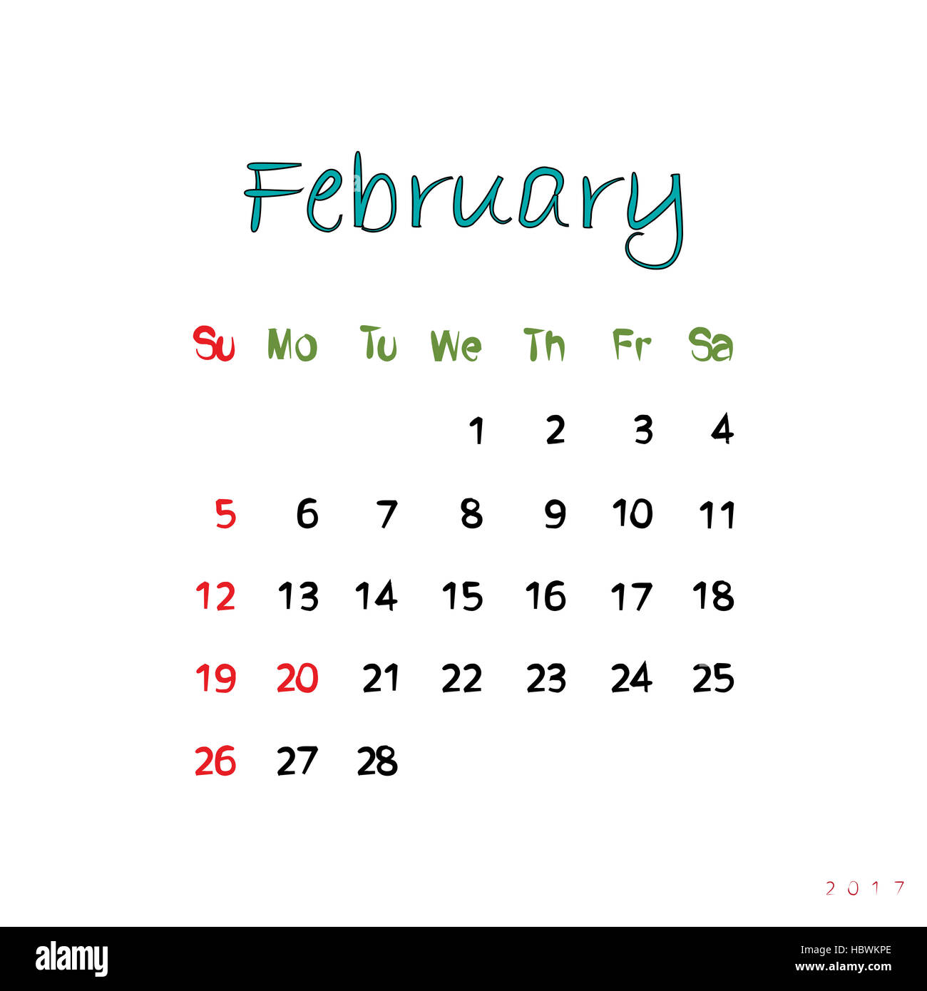 The month of february drawing Cut Out Stock Images & Pictures - Alamy