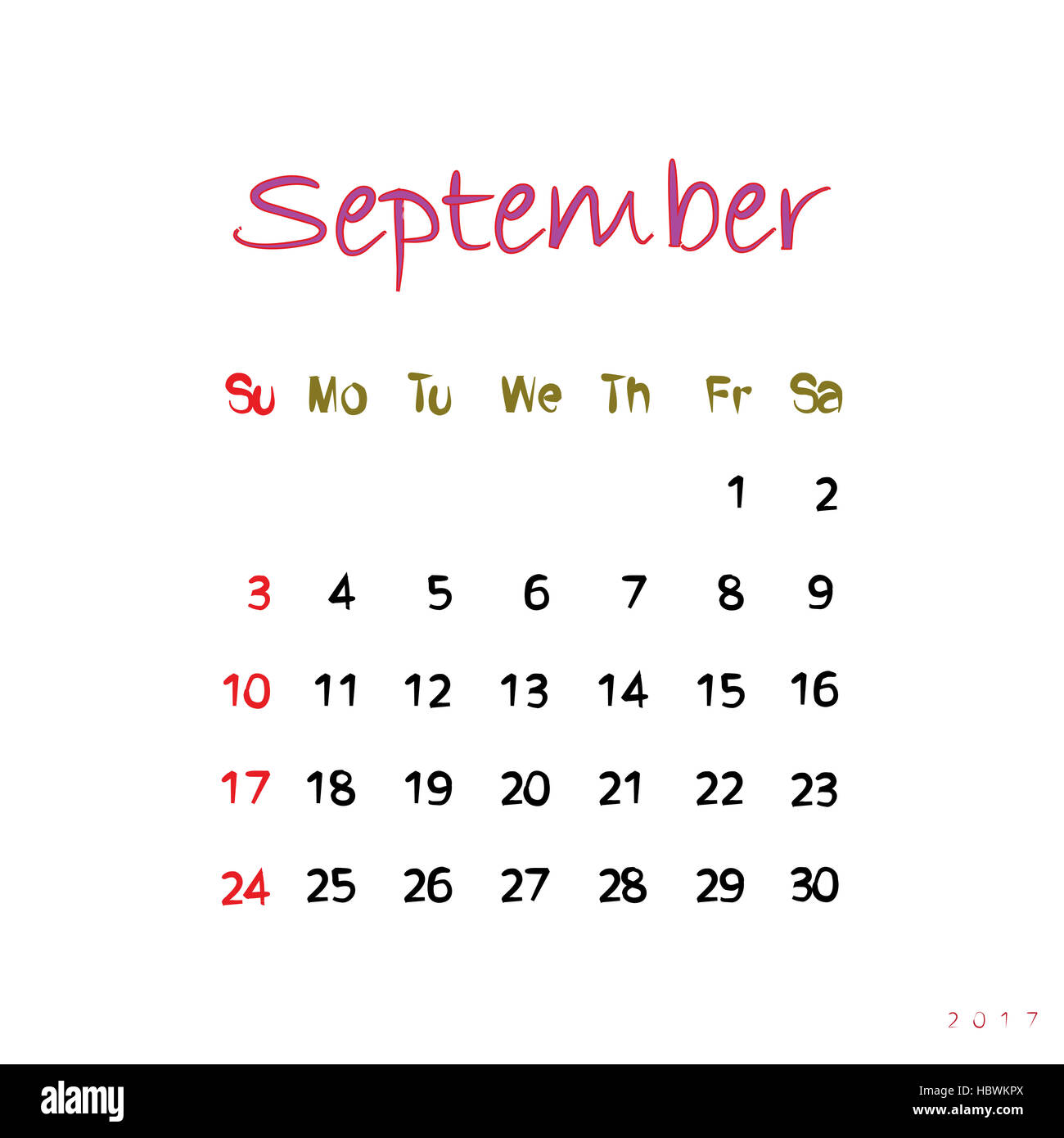 The month of september drawing hi-res stock photography and images - Alamy