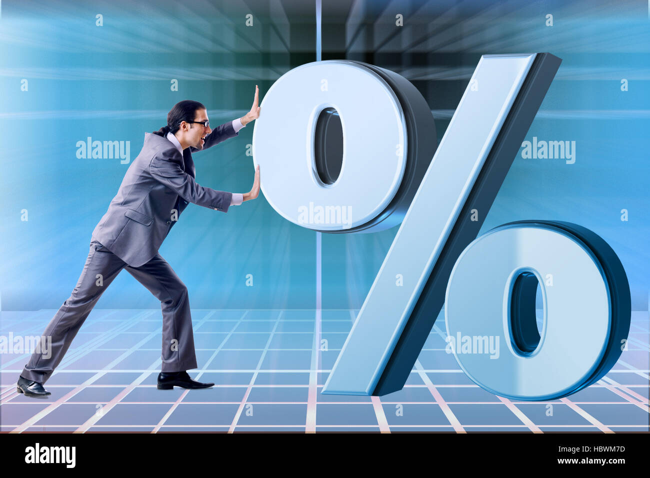 Businessman in high interest rates concept Stock Photo - Alamy