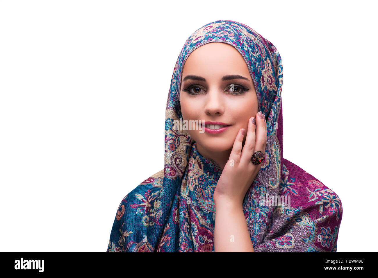 Woman in traditional muslim cover with ring Stock Photo - Alamy