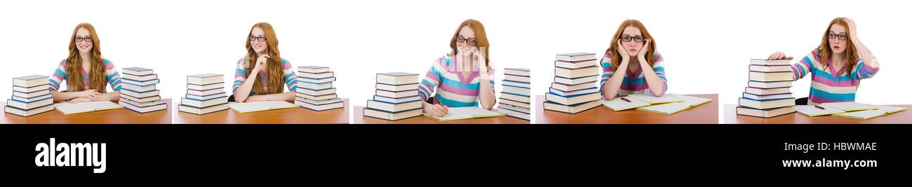 Young student with books isolated on white Stock Photo - Alamy