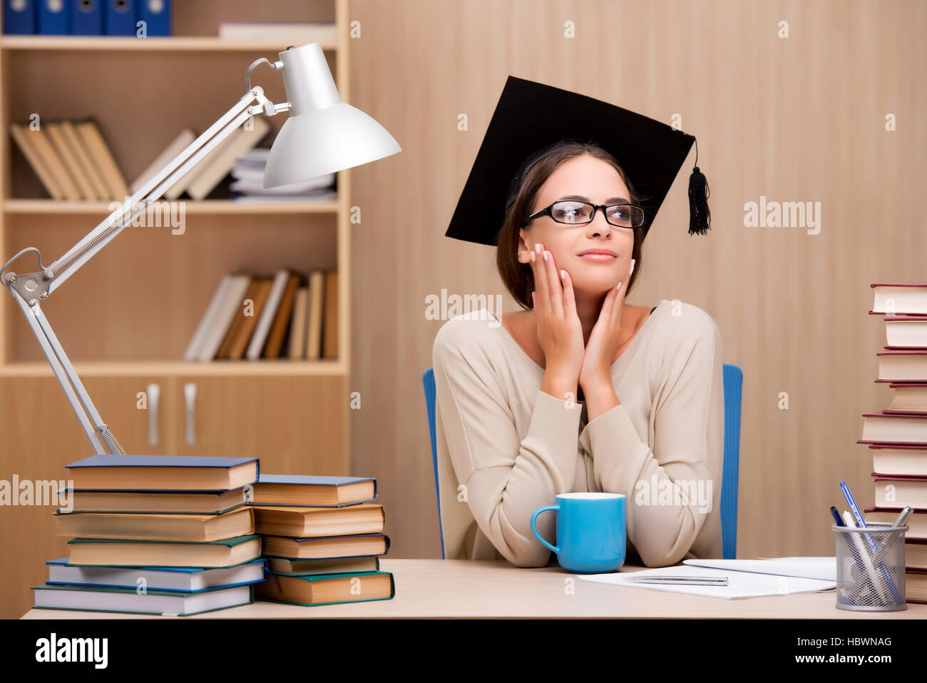 Young student preparing for university exams Stock Photo - Alamy