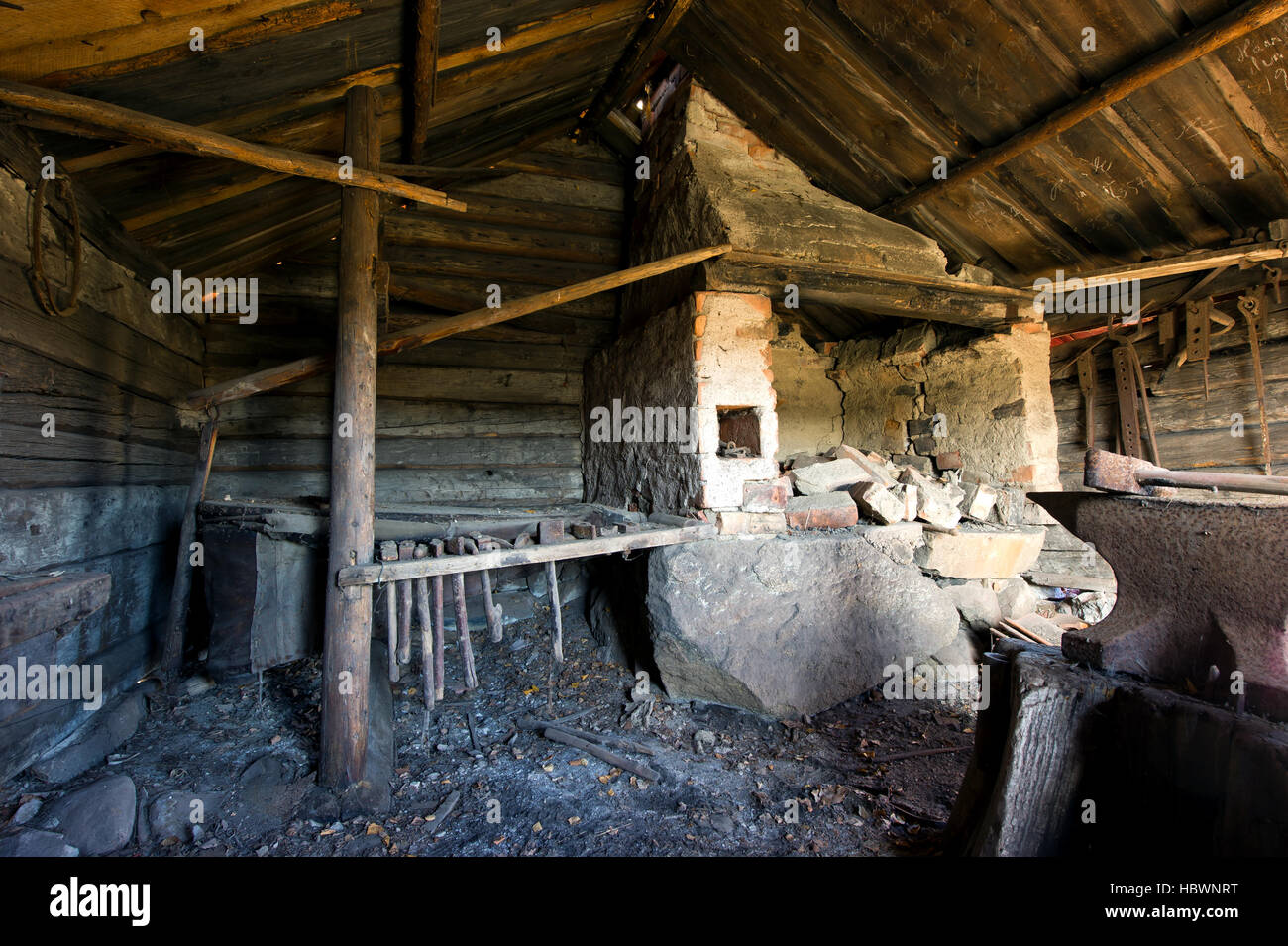The interior of the old blacksmiths workshop Stock Photo - Alamy
