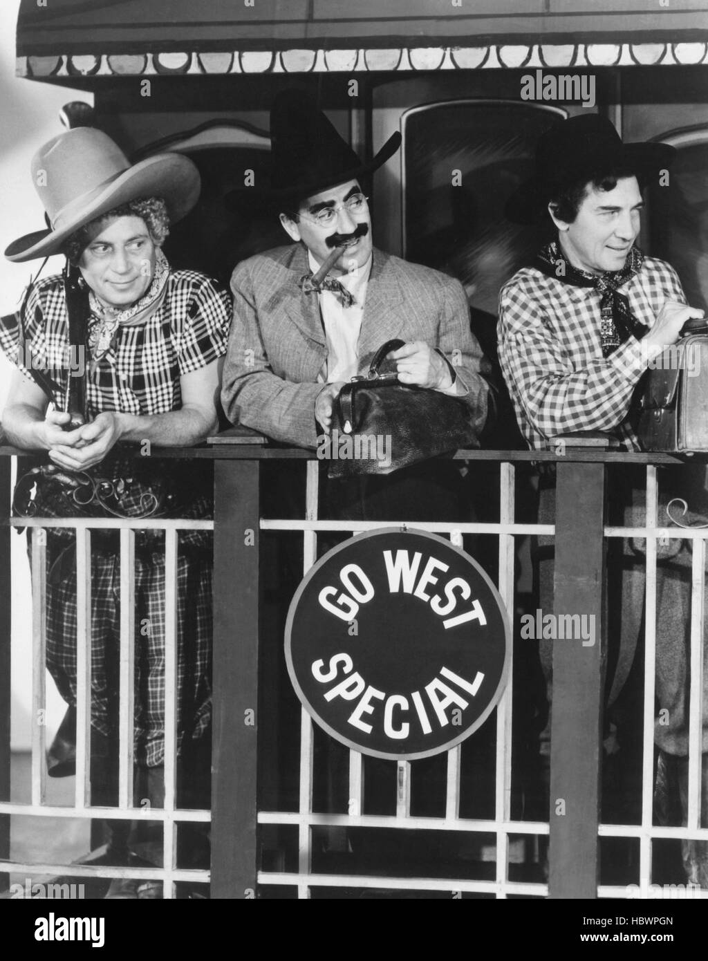 GO WEST, from left: Harpo Marx, Groucho Marx, Chico Marx, 1940 Stock ...
