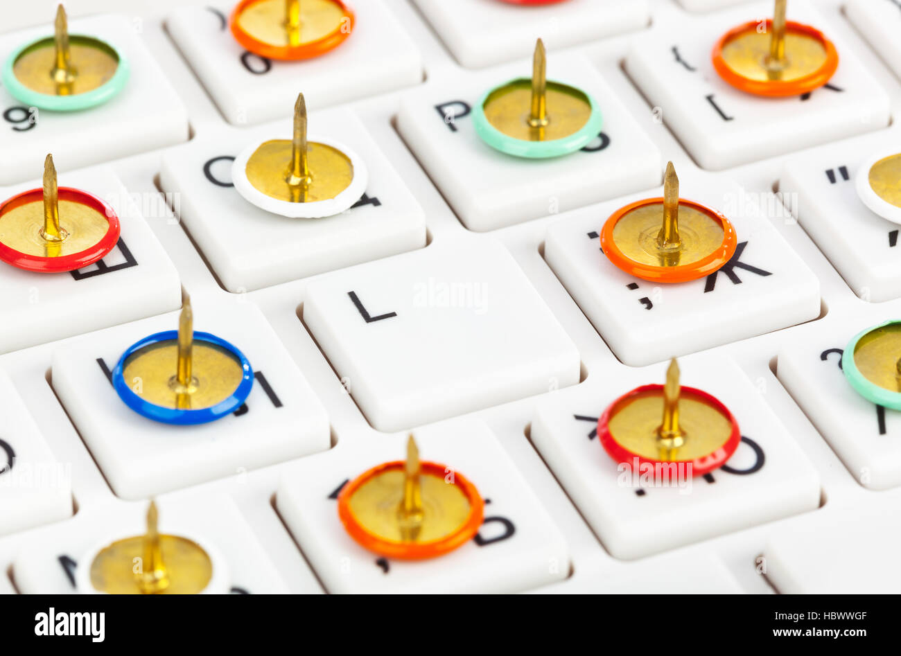 Pins on computer keyboard Stock Photo - Alamy