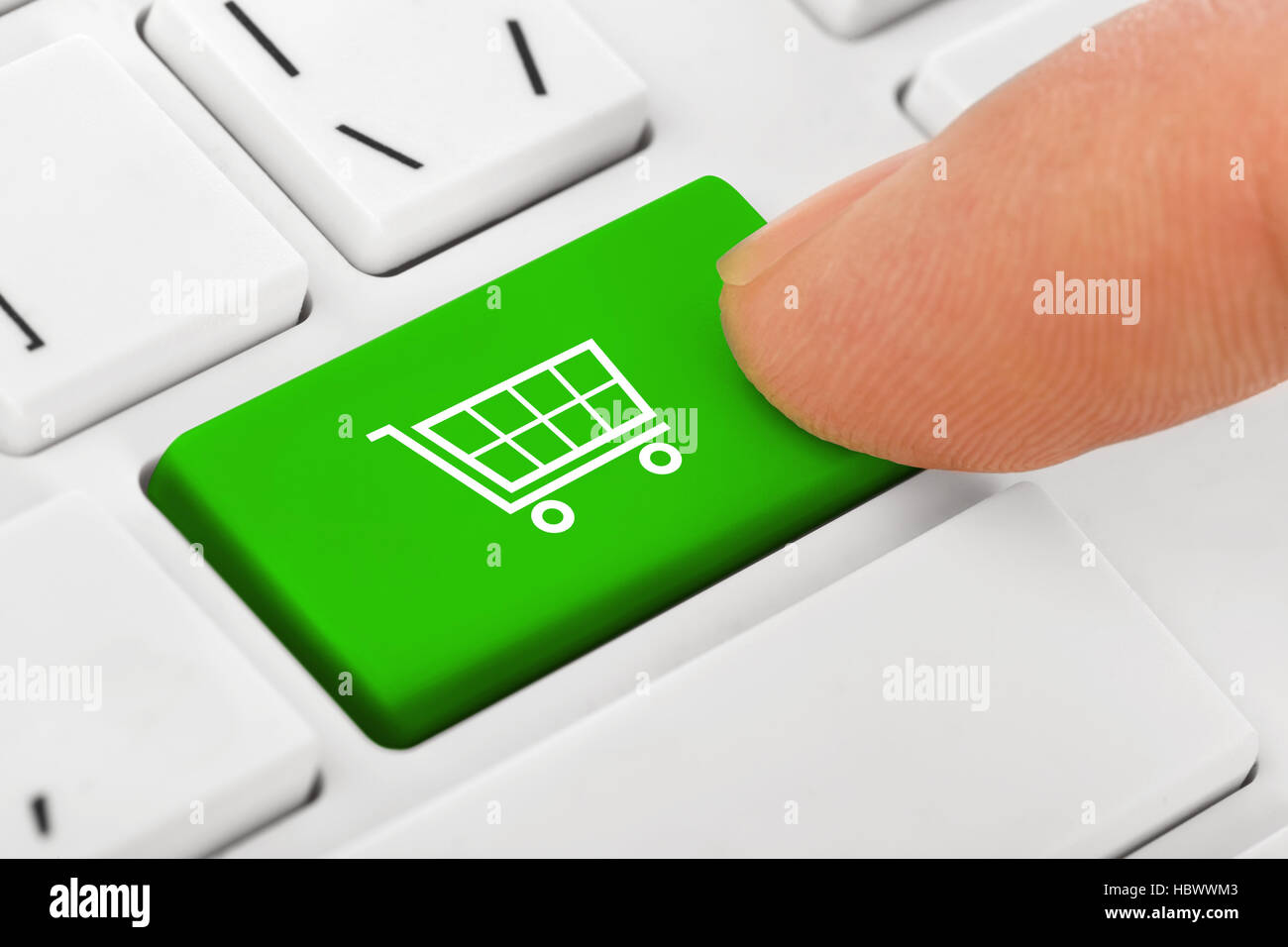 Computer notebook keyboard with Shopping key Stock Photo - Alamy