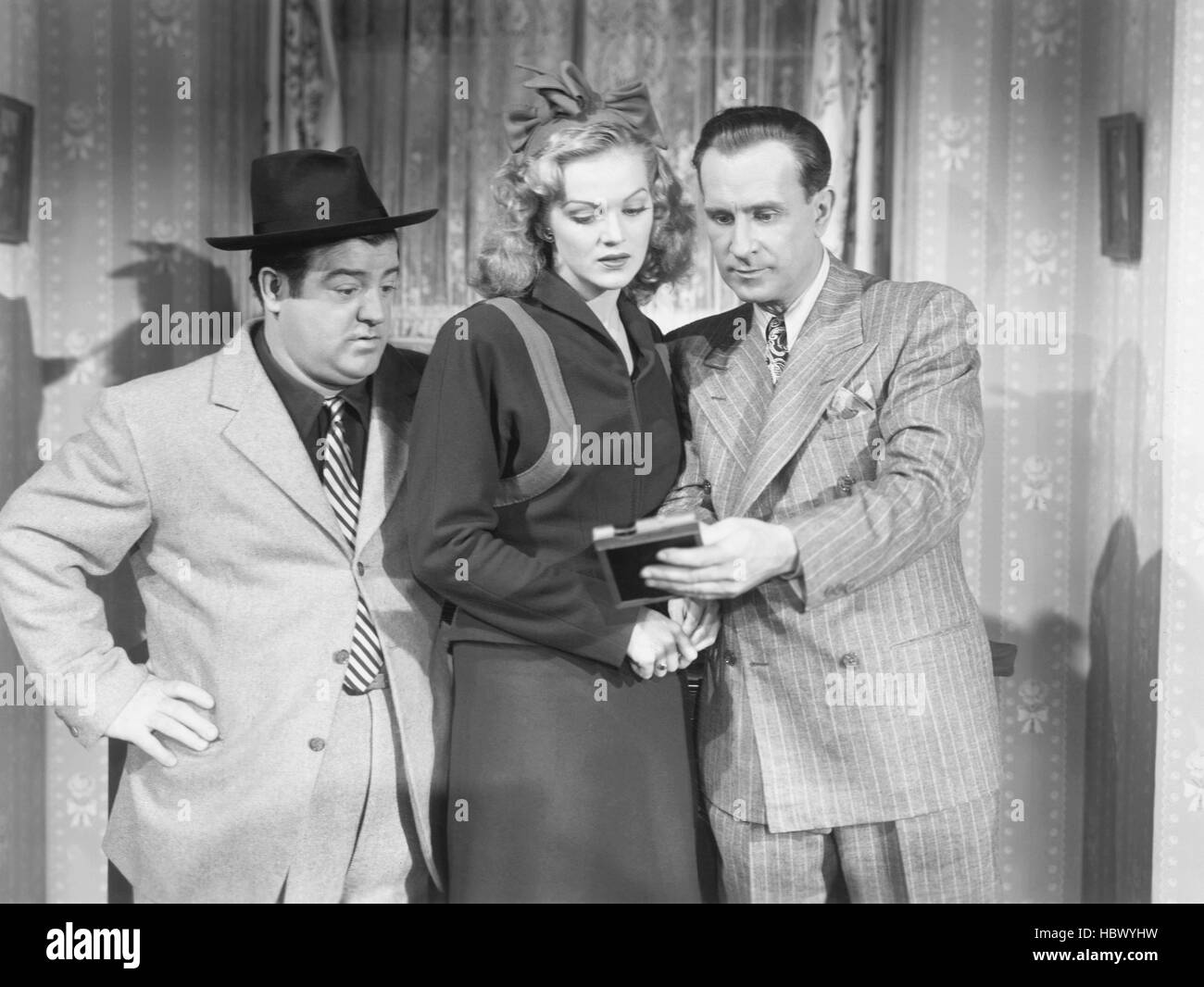HERE COME THE CO-EDS, from left: Lou Costello, Martha O'Driscoll, Bud Abbott, 1945 Stock Photo ...
