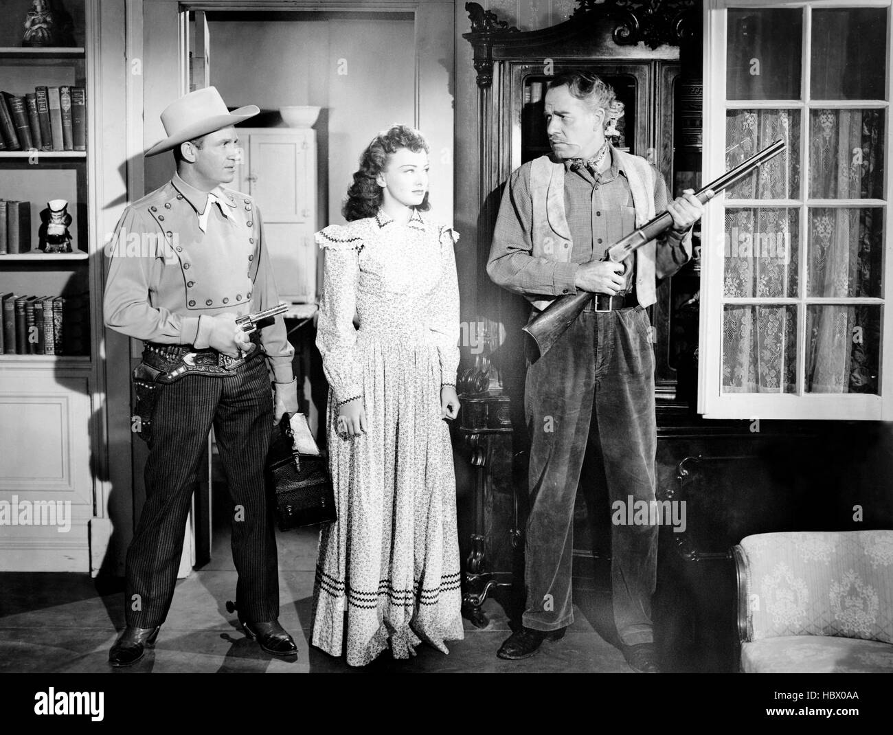 THE HILLS OF UTAH, from left: Gene Autry, Elaine Riley, Onslow Stevens ...