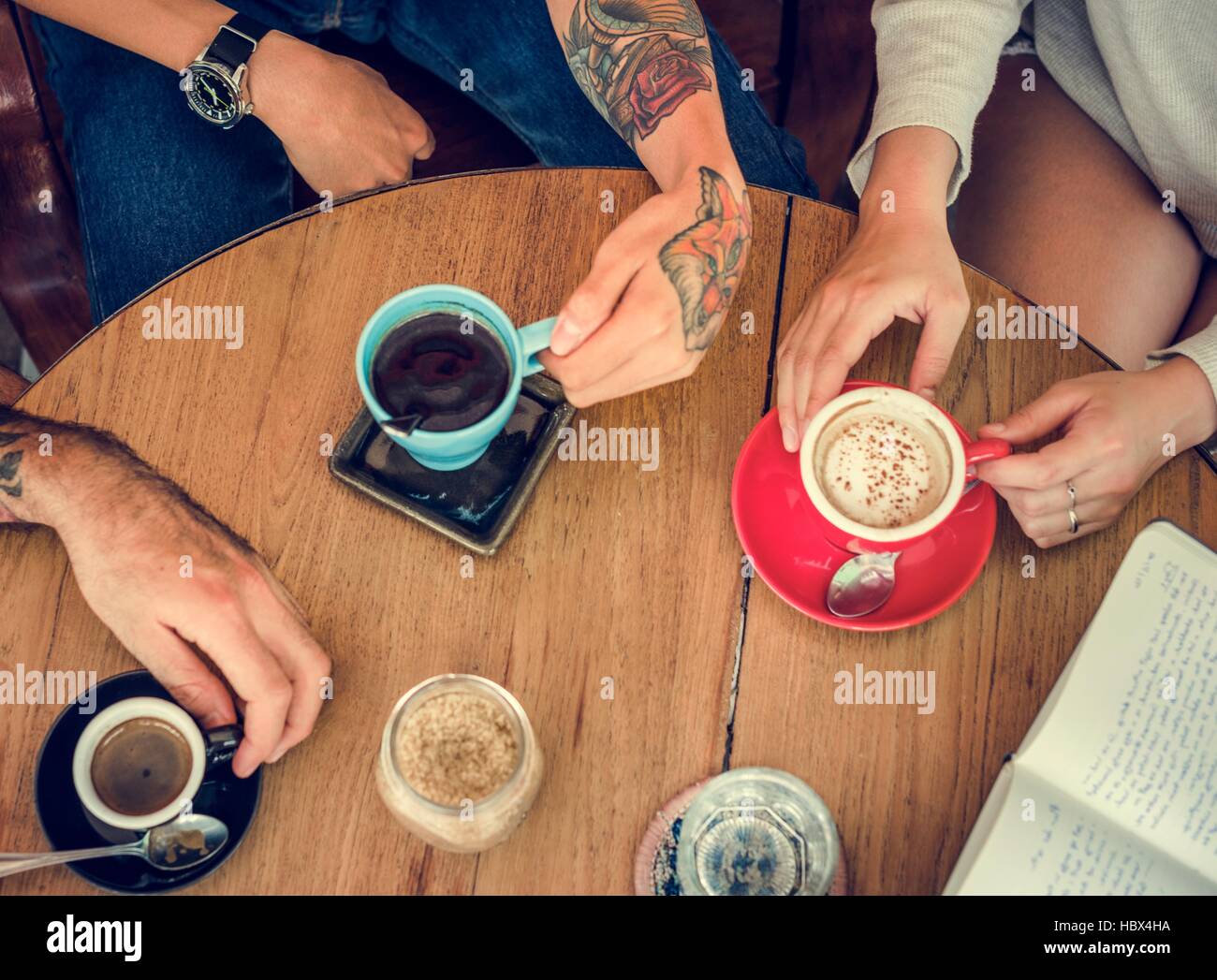 Group Of People Drinking Coffee Concept Stock Photo - Alamy
