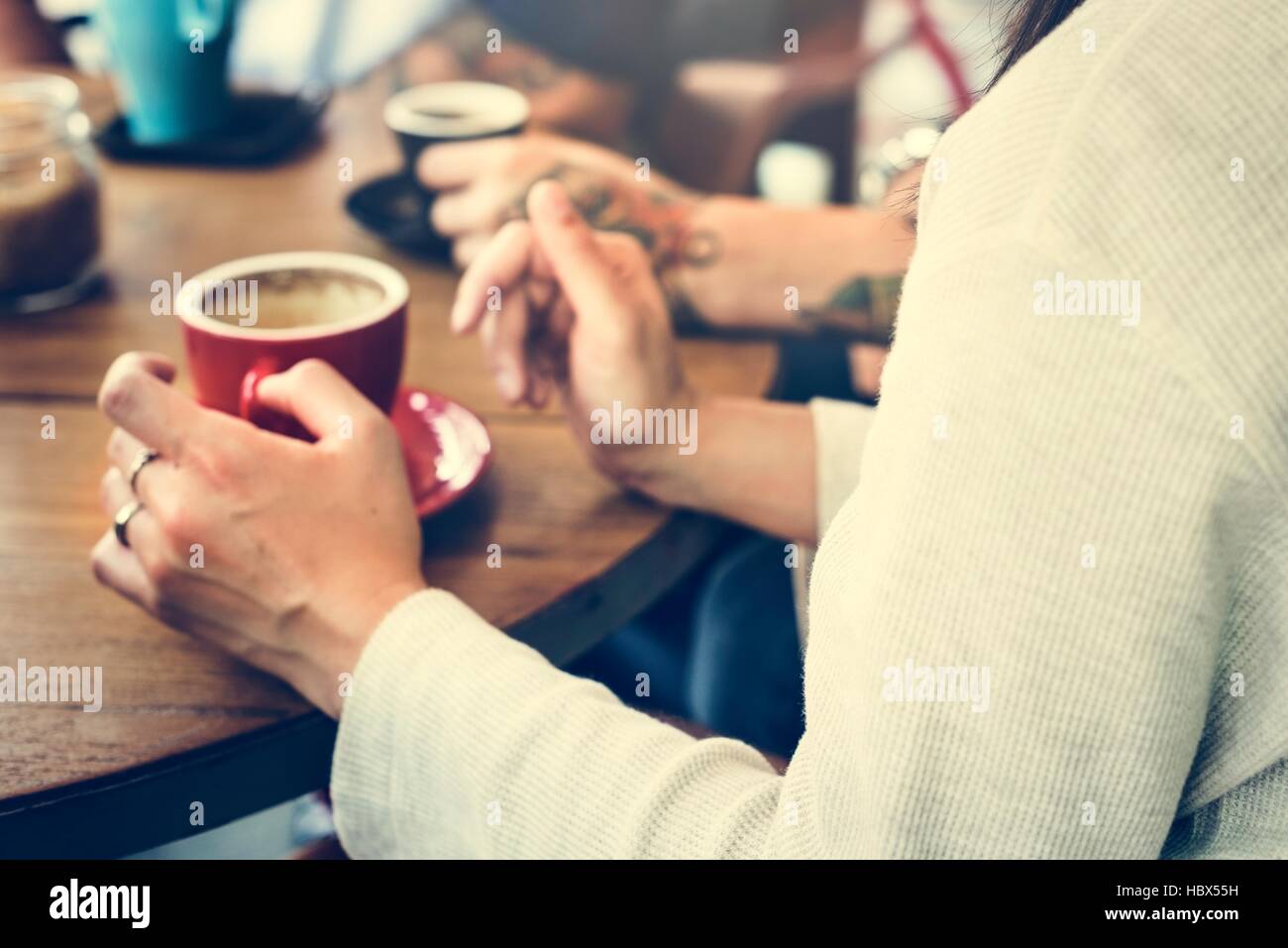 Group Of People Drinking Coffee Concept Stock Photo - Alamy