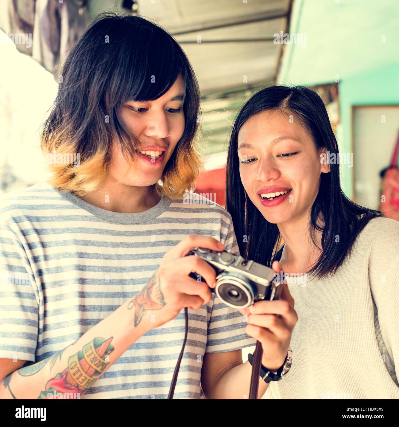 People Friendship Camera Photographing Hobby Concept Stock Photo - Alamy