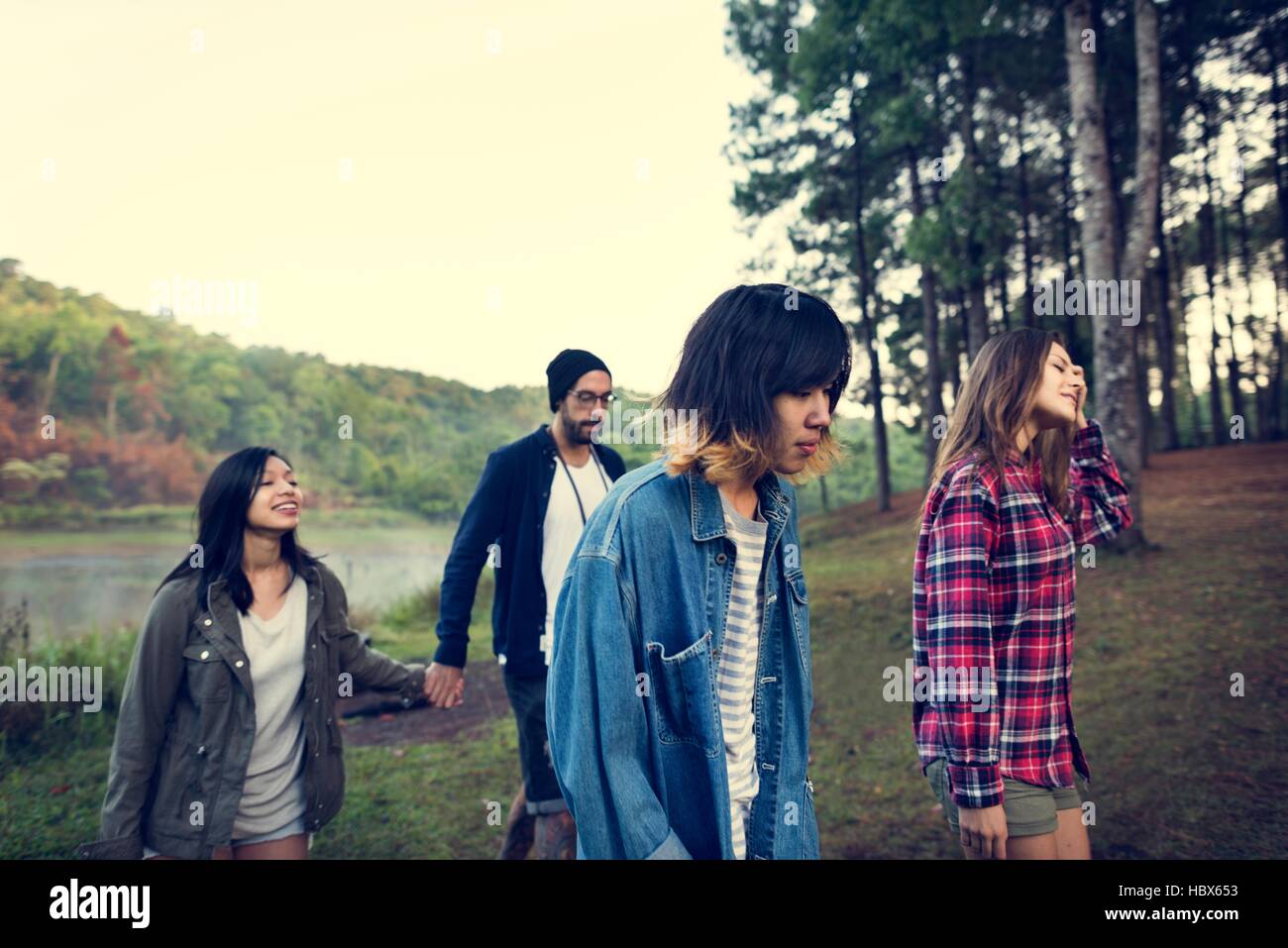 Friends Walking Exploring Outdoors Concept Stock Photo - Alamy