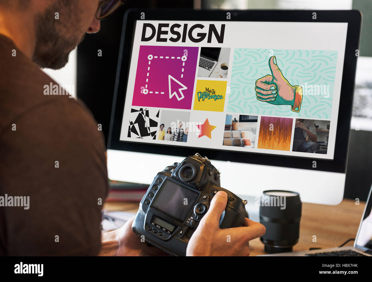 Camera Graphic Computer Working Innovation Concept Stock Photo - Alamy