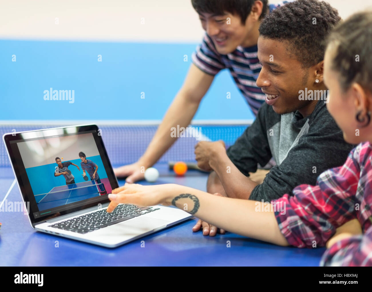 Table Tennis Ping-Pong Friends Sport Concept Stock Photo - Alamy