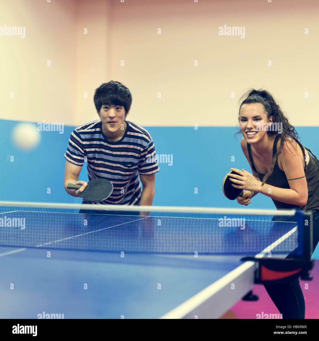 Table Tennis Ping-Pong Friends Sport Concept Stock Photo - Alamy