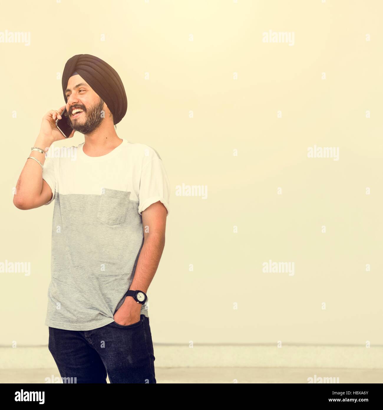Man Indian Telecommunication Phone Connection Concept Stock Photo - Alamy